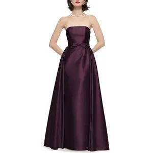 Dessy Collection Regine Strapless Matte Satin Gown - Deep Plum