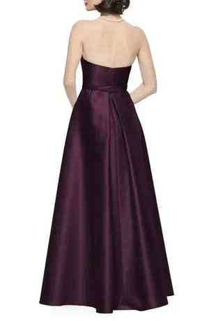 Dessy Collection Regine Strapless Matte Satin Gown - Deep Plum