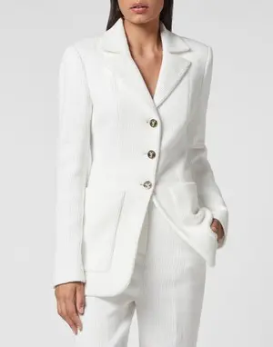 Philipp Plein Blazer Fitted Texture - Cream