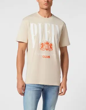 Philipp Plein Jersey T-shirt Round Neck Ss Cars Racing - Beige