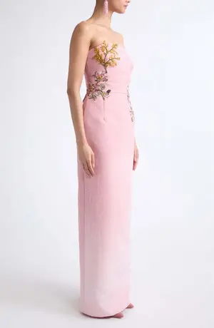 Oscar De La Renta Strapless Faille Column Gown