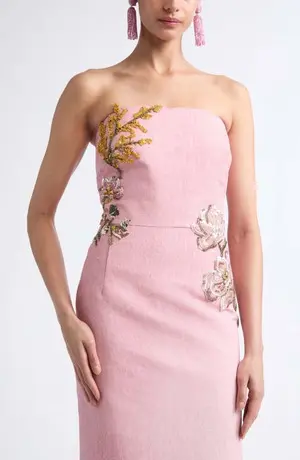 Oscar De La Renta Strapless Faille Column Gown