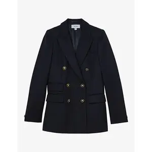 REISS Lauryn Double-breasted Wool-blend Blazer - Navy