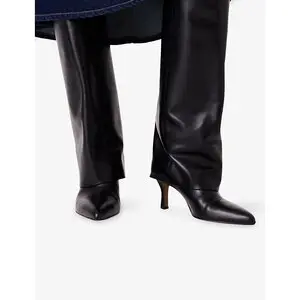 Maje Tubular Leather Heeled Knee-high Boots