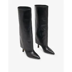Maje Tubular Leather Heeled Knee-high Boots