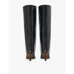 Maje Tubular Leather Heeled Knee-high Boots