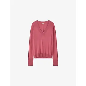 JOSEPH Gallow V-neck Silk-knit Jumper - Pomegranate