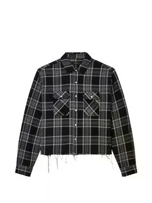 PURPLE BRAND Raw-edge Checked Shirt - Black