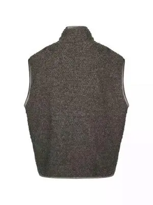 AMARANTO Bouclé-texture Zip-up Gilet - Grey