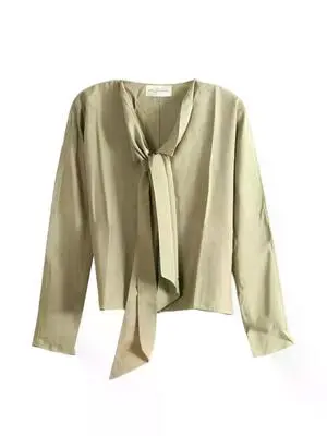 CORTANA Causa Pussy-bow Button-down Blouse - Green