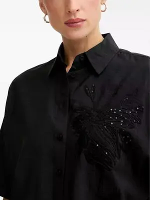 MARC AUREL Sequin-embellished Floral-patch Shirt