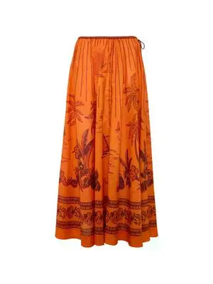 ALEMAIS Boathouse Graphic-print Maxi Skirt - Orange