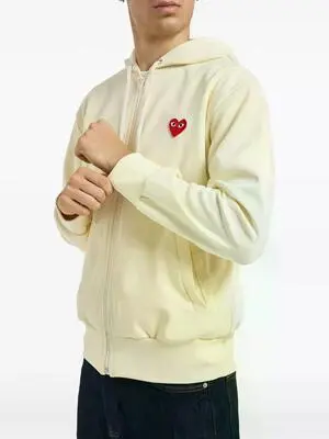 Play Comme Des Garcon Heart-patch Zip-up Hoodie