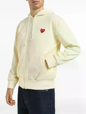 Play Comme Des Garcon Heart-patch Zip-up Hoodie - Neutrals