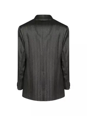 Tagliatore Double-breasted Herringbone-pattern Blazer - Grey