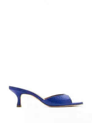 Staud Brigitte Snakeskin-effect Mules - Blue