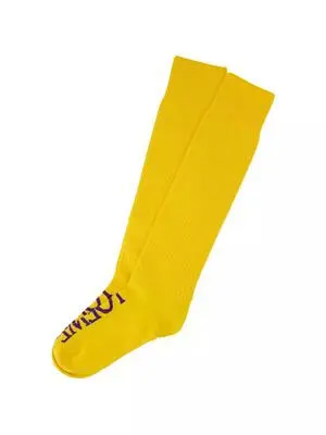 Loewe Ribbed-knit Logo Socks - Yellow