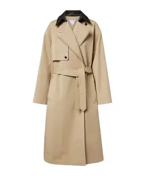 Bottega Veneta Leather-trimmed Cotton Trench Coat - Beige