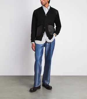 Junya Watanabe Wool Leather-patch Cardigan