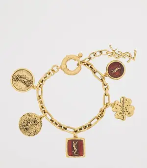 Saint Laurent Enamelled Cassandre Charm Bracelet - Orange