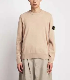 Stone Island Virgin Wool Compass Logo Sweater - Beige