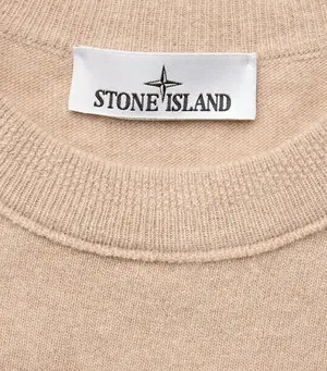 Stone Island Virgin Wool Compass Logo Sweater - Beige