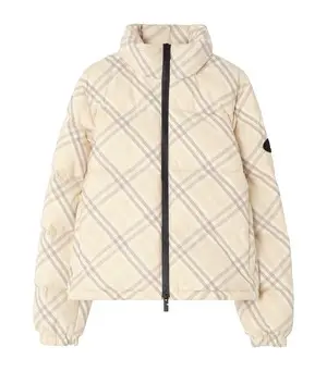 Burberry Down Check Puffer Jacket - Beige