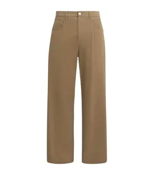 SYSTEM Cotton-blend Side-pleated Trousers - Brown
