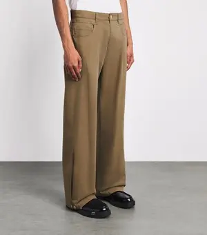 SYSTEM Cotton-blend Side-pleated Trousers