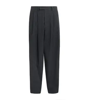SYSTEM Wool-blend Double Pleated Wide Trousers - Black