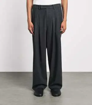 SYSTEM Wool-blend Double Pleated Wide Trousers