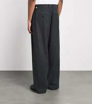SYSTEM Wool-blend Double Pleated Wide Trousers