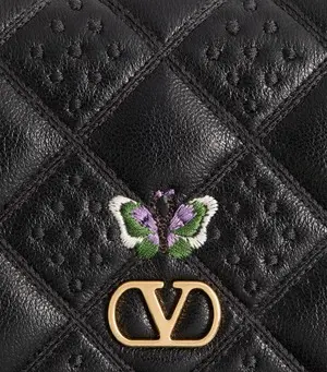 Valentino Garavani Leather Flutterby Flap French Wallet
