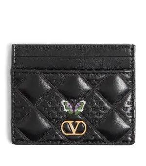 Valentino Garavani Leather Flutterby Card Holder - Black