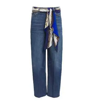 Maje Scarf-detail Barrel Jeans - Blue