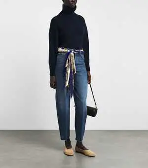 Maje Scarf-detail Barrel Jeans