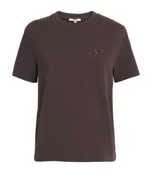 Maje Cotton Embroidered-logo T-shirt - Brown