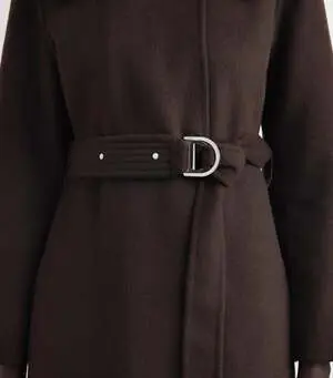 Maje Wool-blend Faux Fur-collar Coat