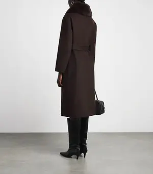 Maje Wool-blend Faux Fur-collar Coat