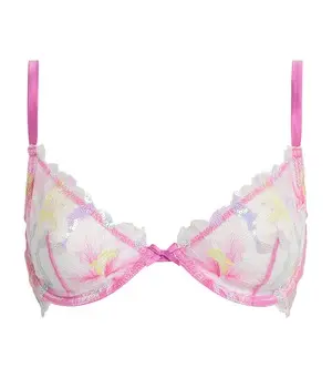 FLEUR DU MAL Sequin Hibiscus Demi Bra - Pink