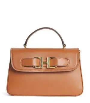 Harrods Leather Snaffle Top-handle Bag - Neutral