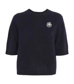 Maje Brooch-detail Sweater - Blue