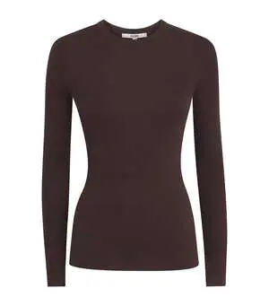 Maje Wool-silk Crew-neck Sweater - Brown