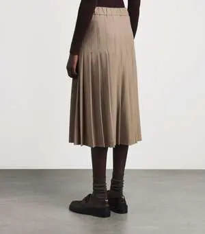 Maje Pleated Buckle-detail Midi Skirt