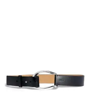 Polo Ralph Lauren Leather Stirrup-buckle Wide Belt - Black