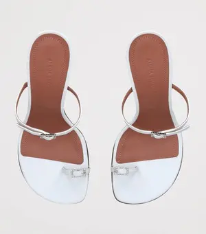 Amina Muaddi Leather Adut Heeled Sandals 90