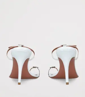 Amina Muaddi Leather Adut Heeled Sandals 90