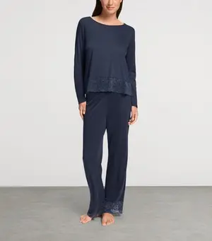 Hanro Lace-trim Long-sleeve Pyjamas
