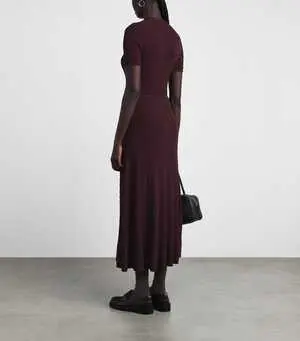 Maje Cable-knit Button Midi Dress