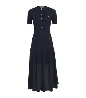 Maje Knit Pointelle Maxi Dress - Blue